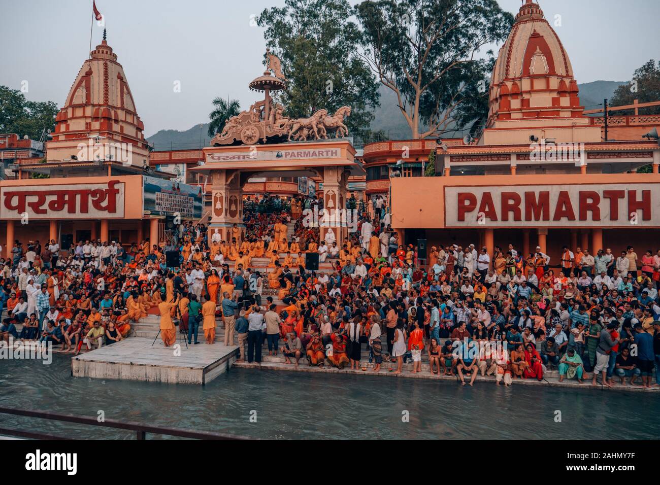 worshipping indians in rishikesh, india Stock Photo - Alamy