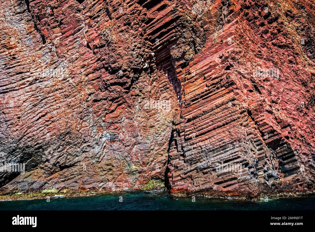 Columnar Pattern of red Basalt formations of Scandola peninsula ...