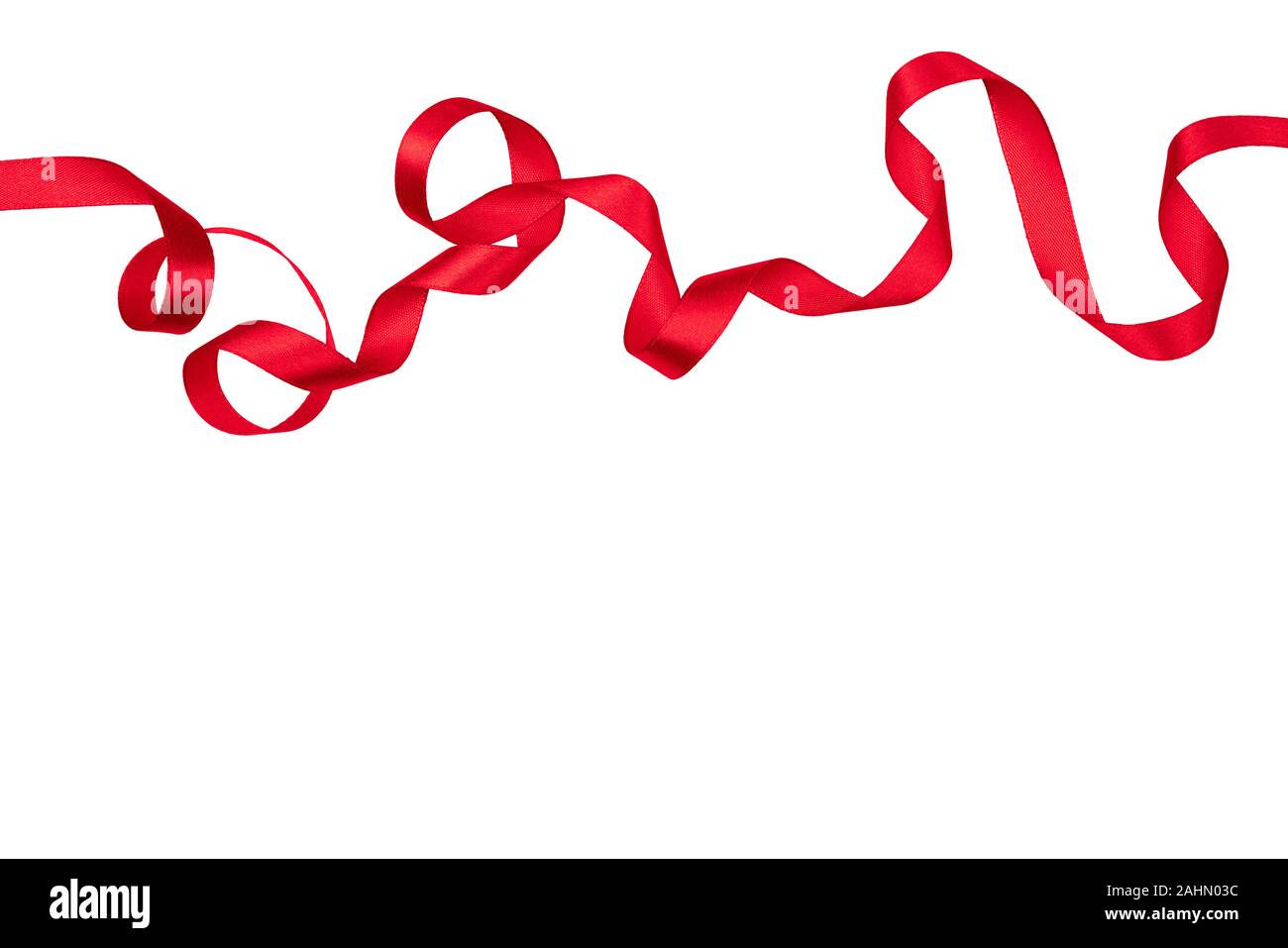 Red wavy ribbon on transparent background. Holiday decoration ...
