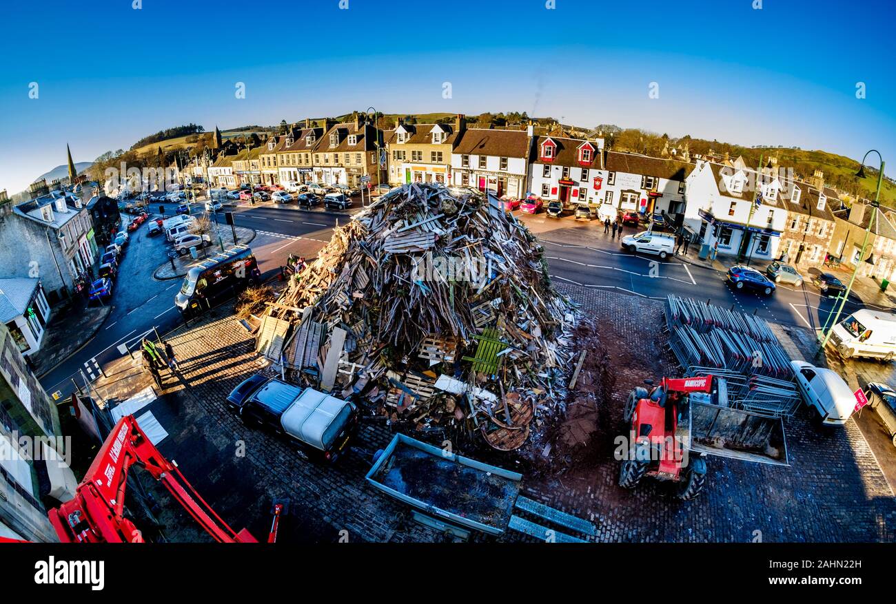 Biggar, Scotland 31st December 2019: The huge Biggar hogmanay bonfire ...