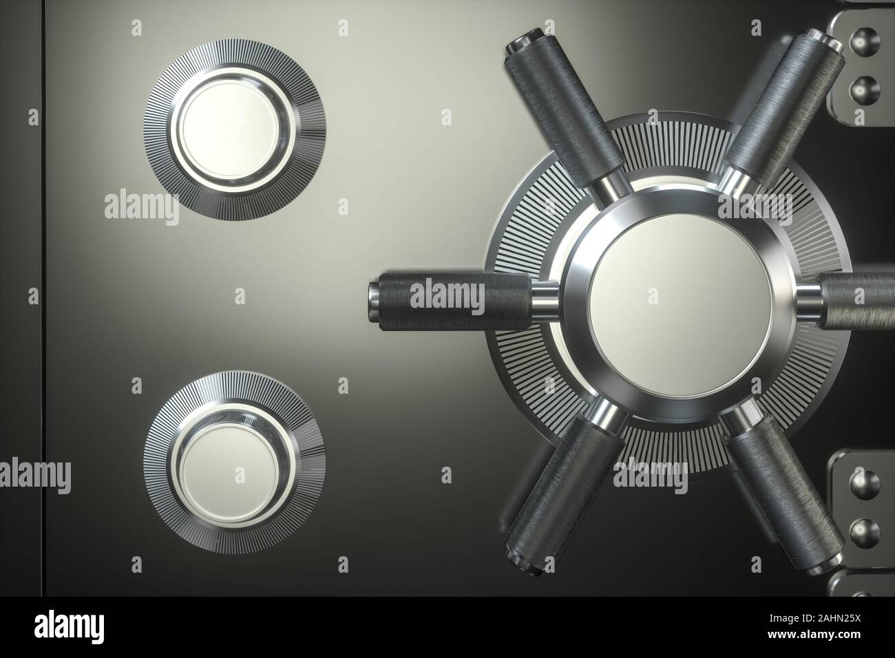 Mechanical safe, with the door closed, 3d rendering. Computer digital ...