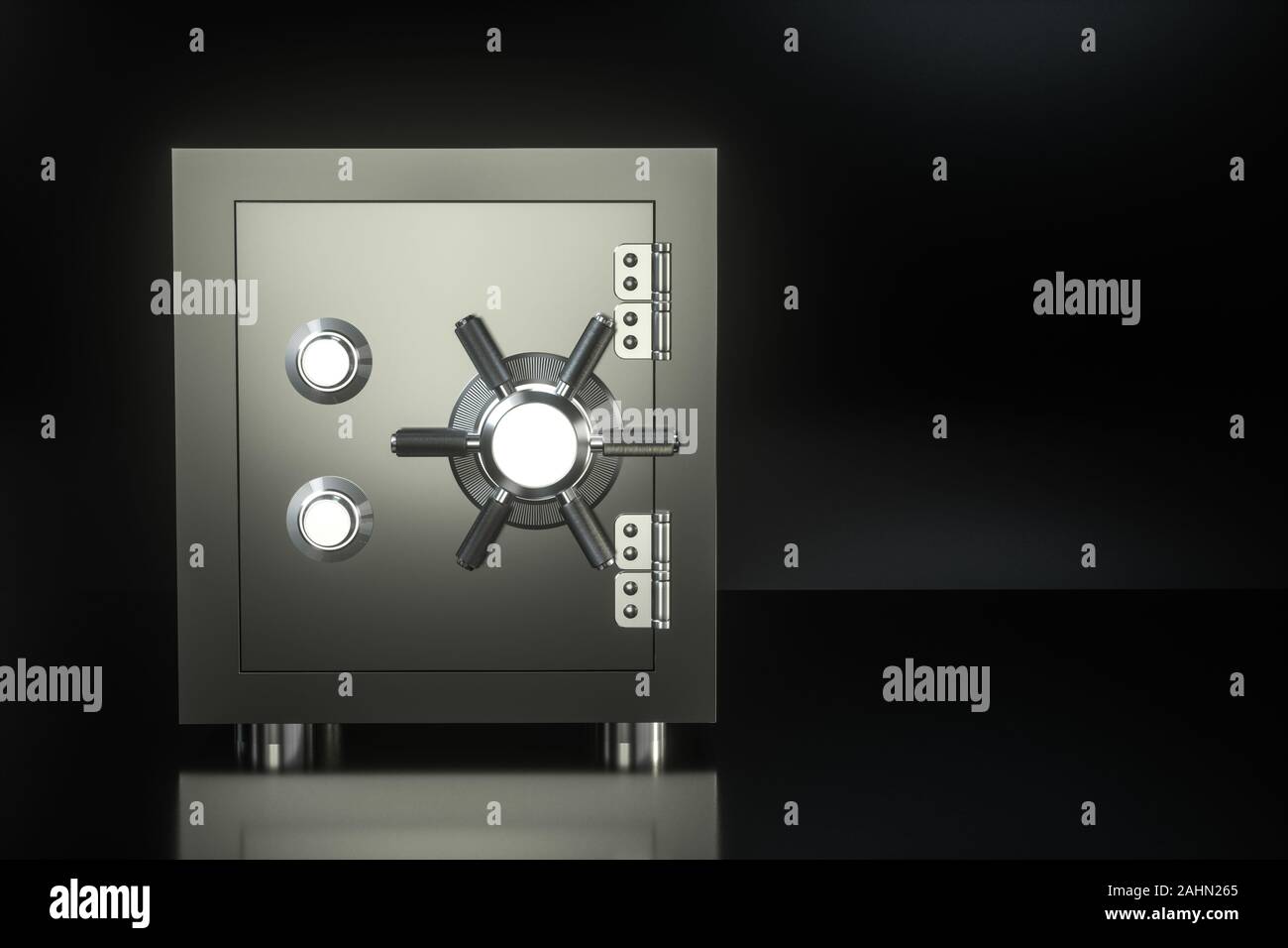 Mechanical safe, with the door closed, 3d rendering. Computer digital ...