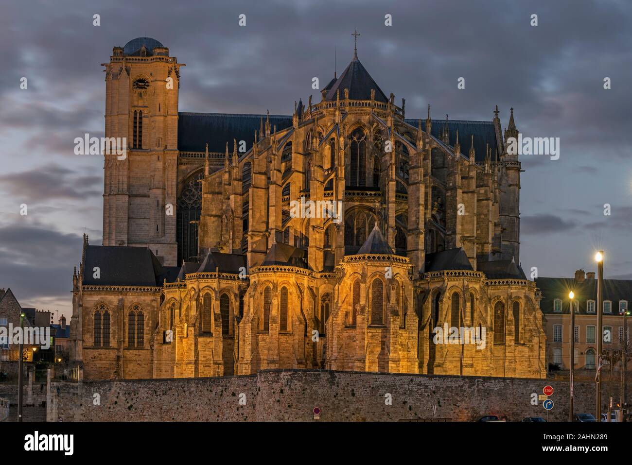 Le Mans, France - February 15, 2016. Saint Julian of Le Mans Cathedral ...