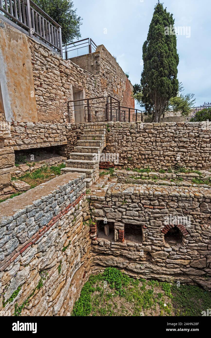 Genoese house ruins in Old City of Bonifacio, this medieval foundation ...