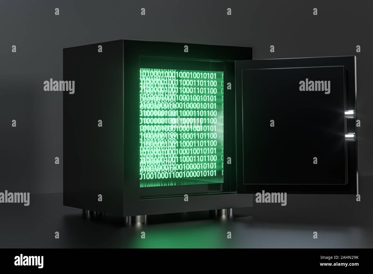 Mechanical safe, with digital numbers inside, 3d rendering. Computer ...
