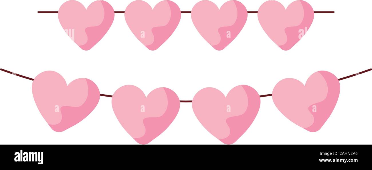 Hearts pennant design of love passion romantic valentines day wedding ...