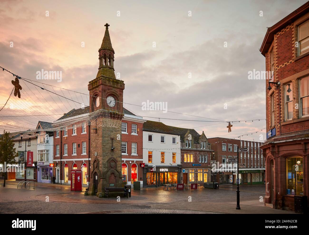 Sunrise at Ormskirk is a market town in West Lancashire, England, Clock ...