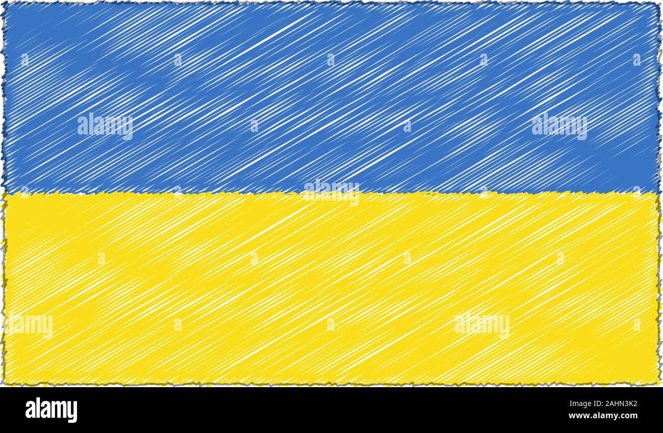 Vector Drawing of Sketch Style Ukraine Flag Stock Vector Image & Art ...