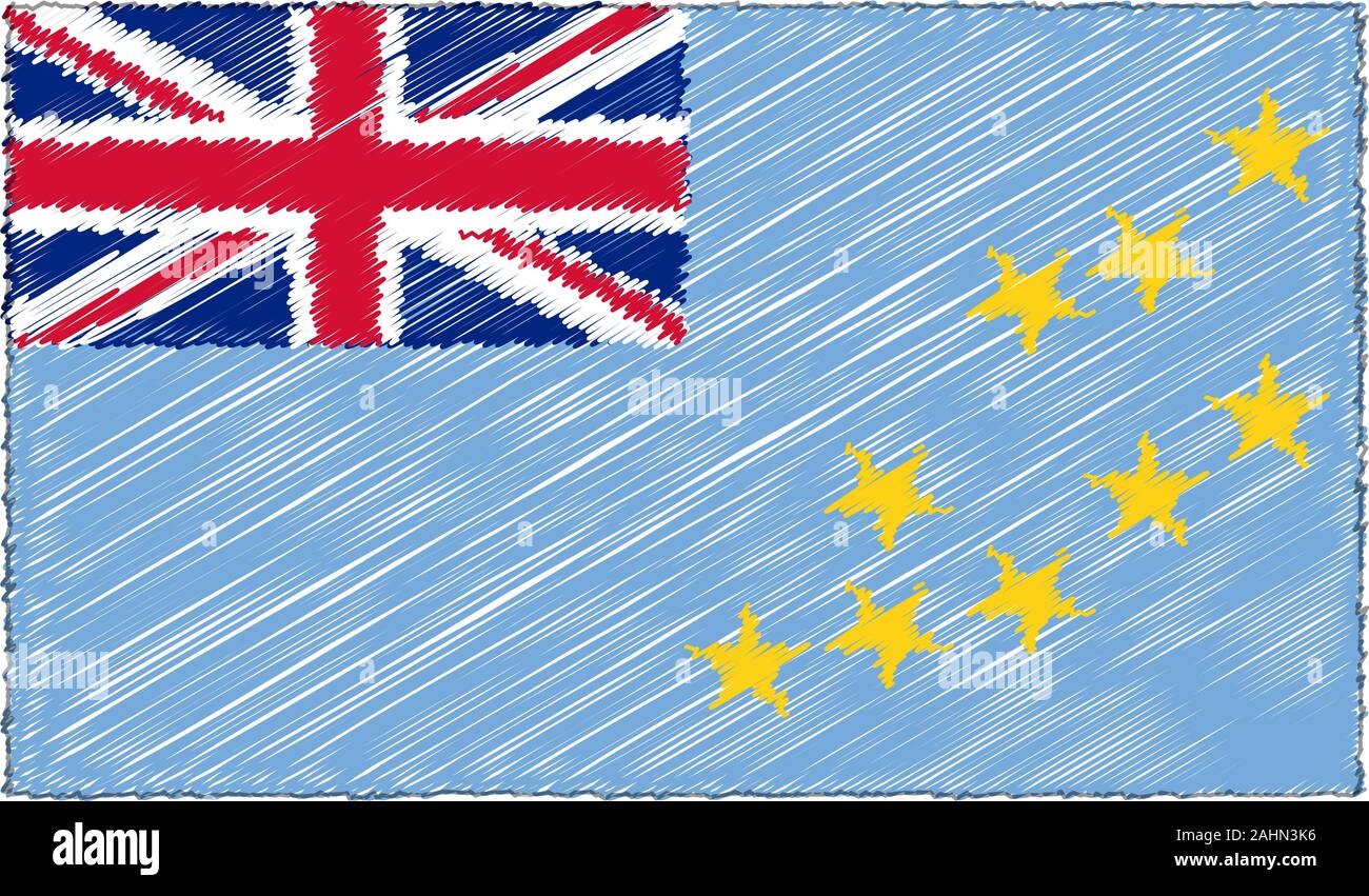 Vector Drawing of Sketch Style Tuvalu Flag Stock Vector Image & Art - Alamy