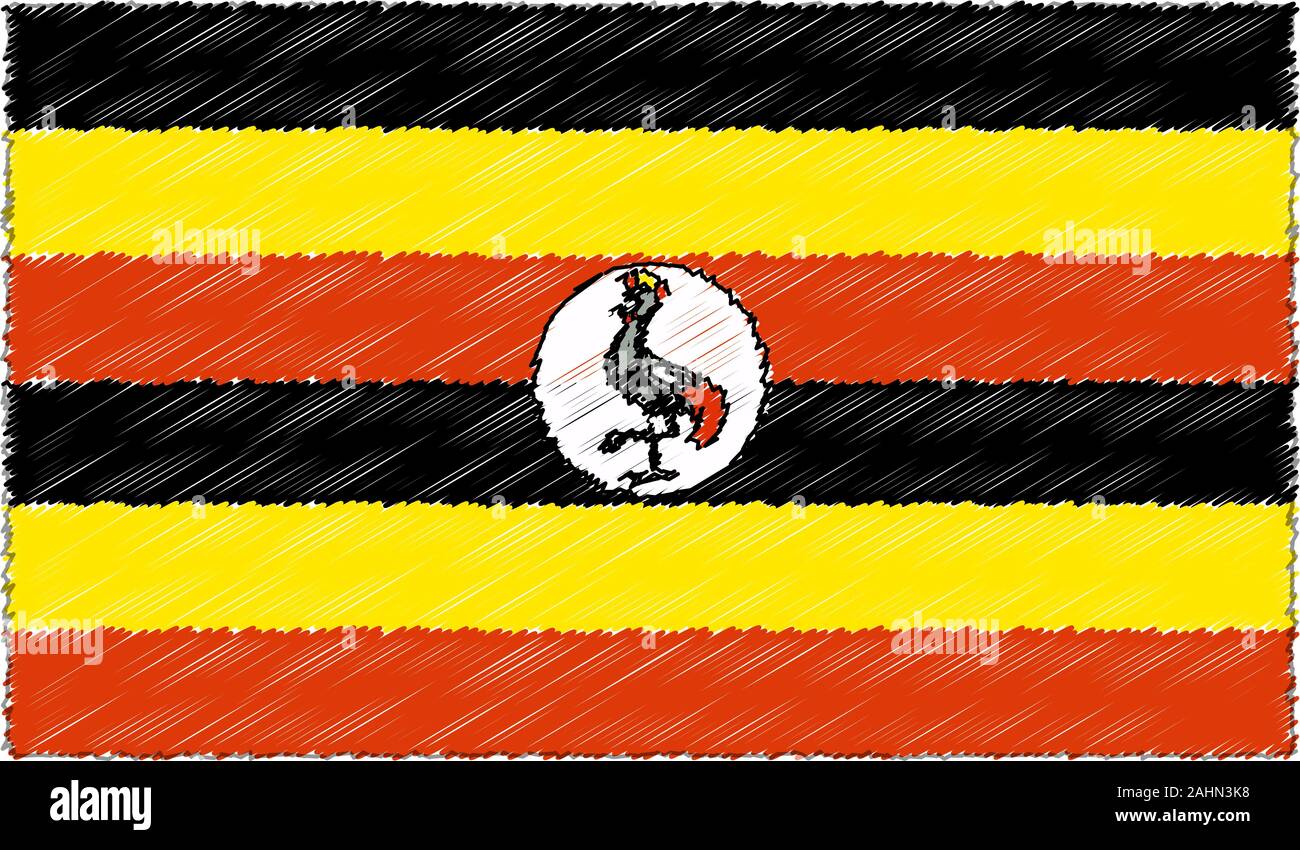 Vector Drawing of Sketch Style Uganda Flag Stock Vector Image & Art - Alamy