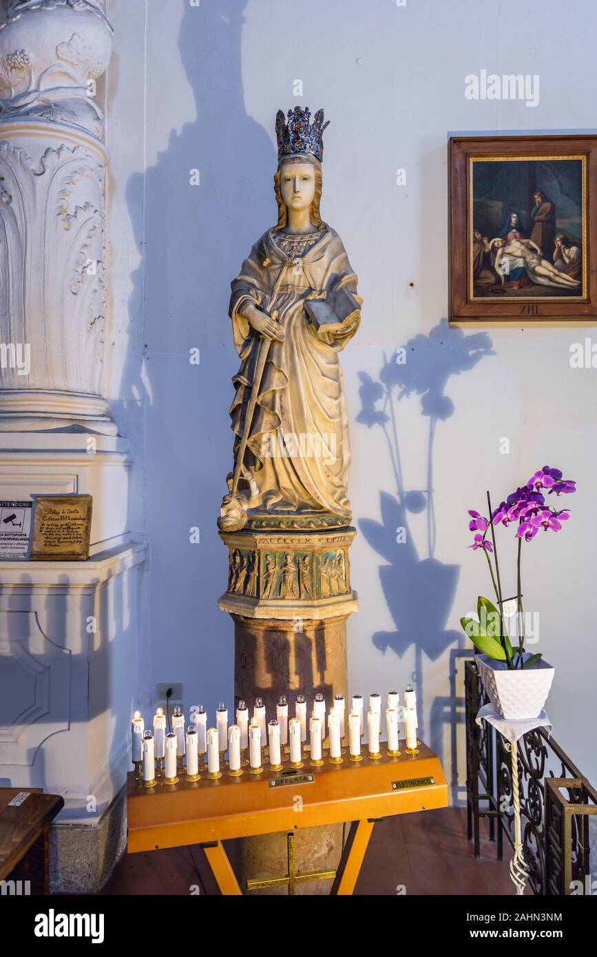 Statue in Church of Saint Catherine of Alexandria in Taormina comune in ...