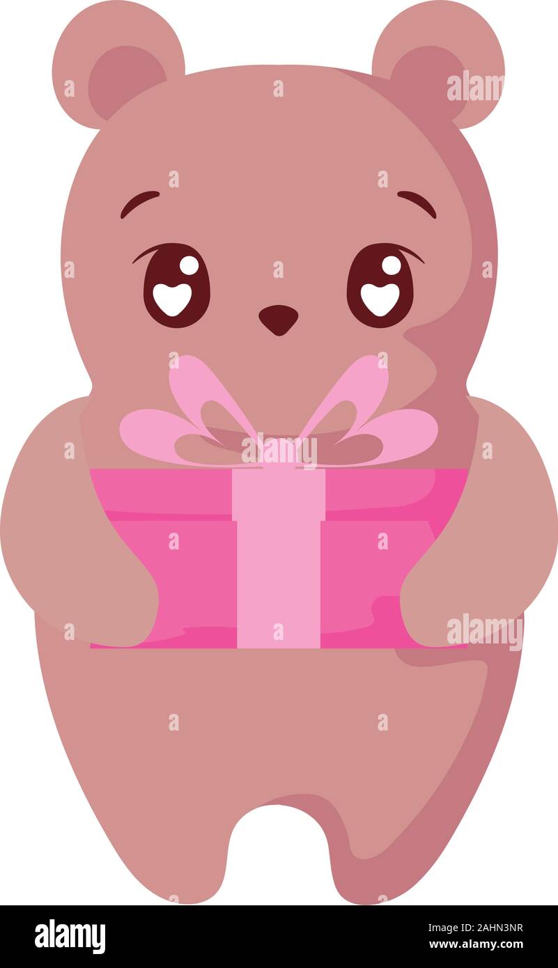Cute bear cartoon with gift design, Animal zoo life nature character ...