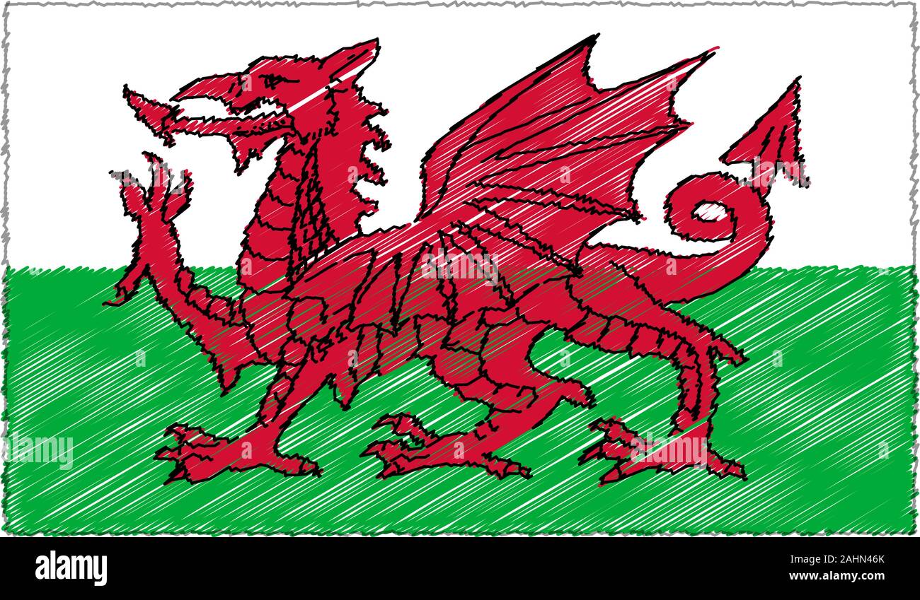 Vector Drawing of Sketch Style Wales Flag Stock Vector Image & Art - Alamy