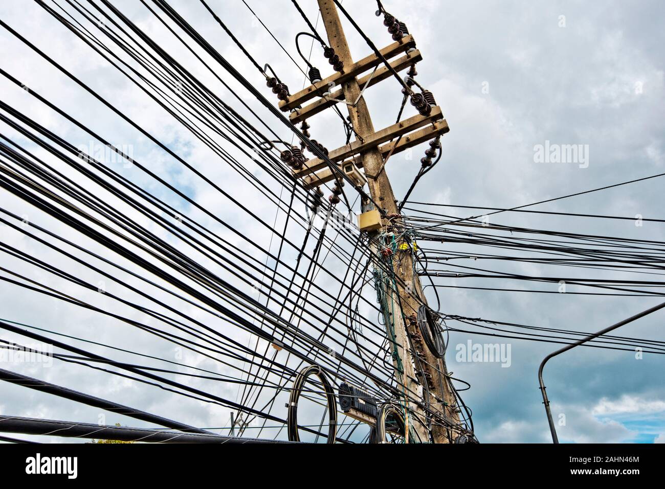 Typical Cable and wires of Urban energy supply grid in Asian ...