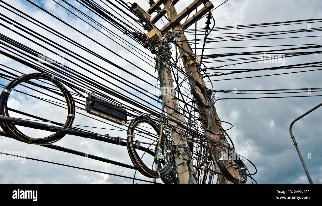 Typical Cable and wires of Urban energy supply grid in Asian ...