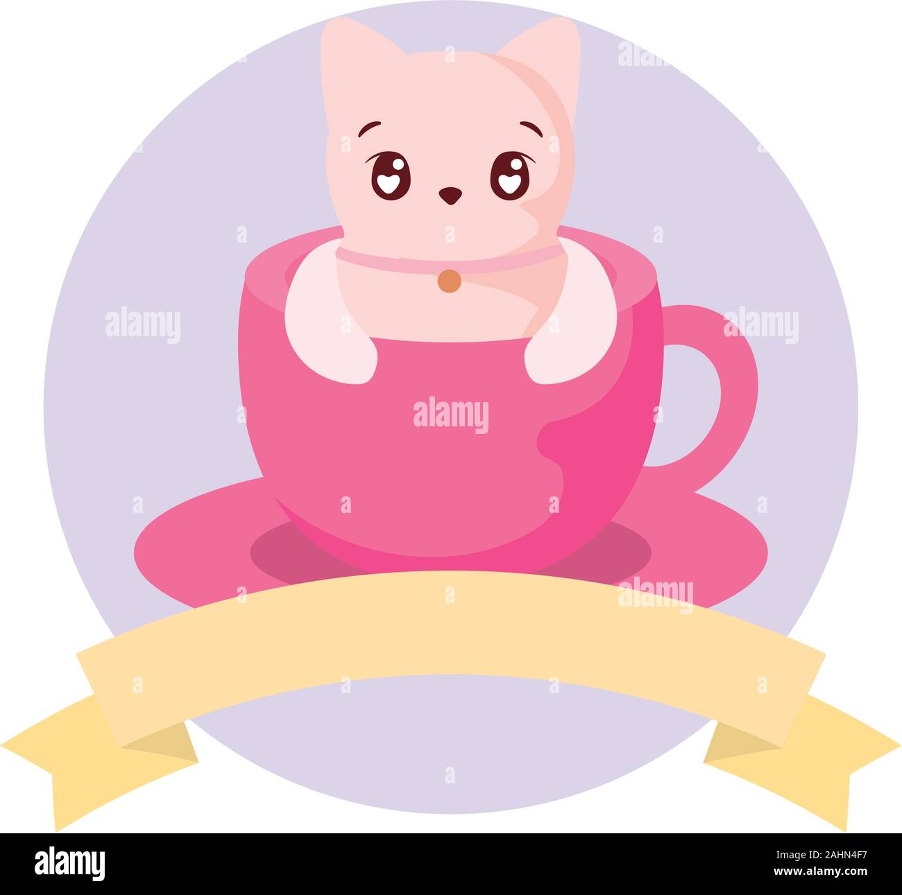 Cute cat cartoon inside coffee mug design, Animal zoo life nature ...