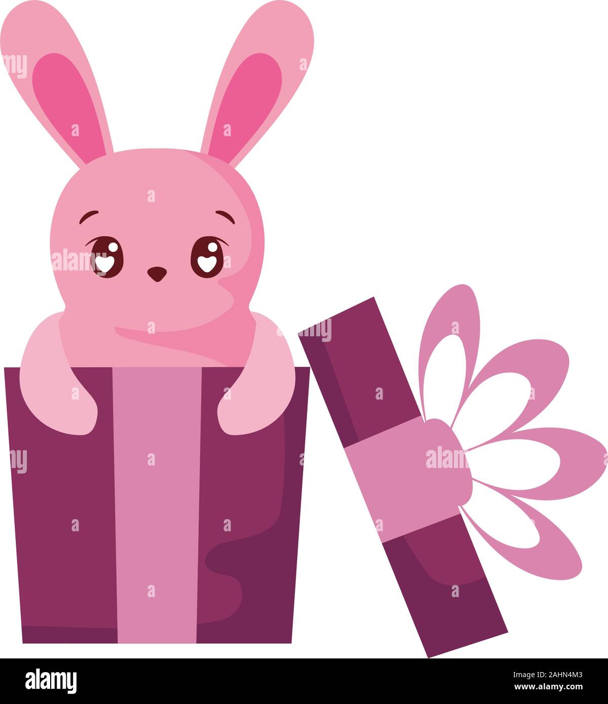 Cute rabbit cartoon inside gift design, Animal zoo life nature ...