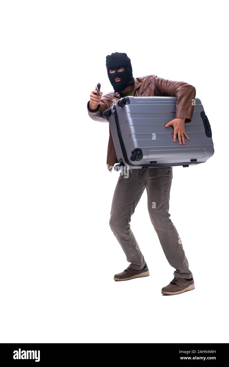 The robber wearing balaclava isolated on white background Stock Photo ...