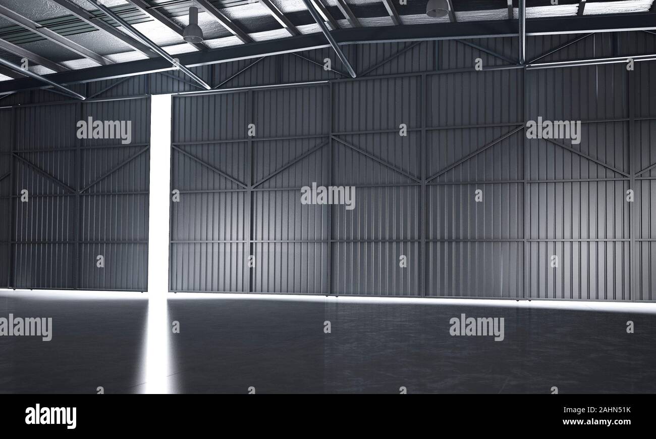 3d rendering beautiful empty warehouse Stock Photo - Alamy