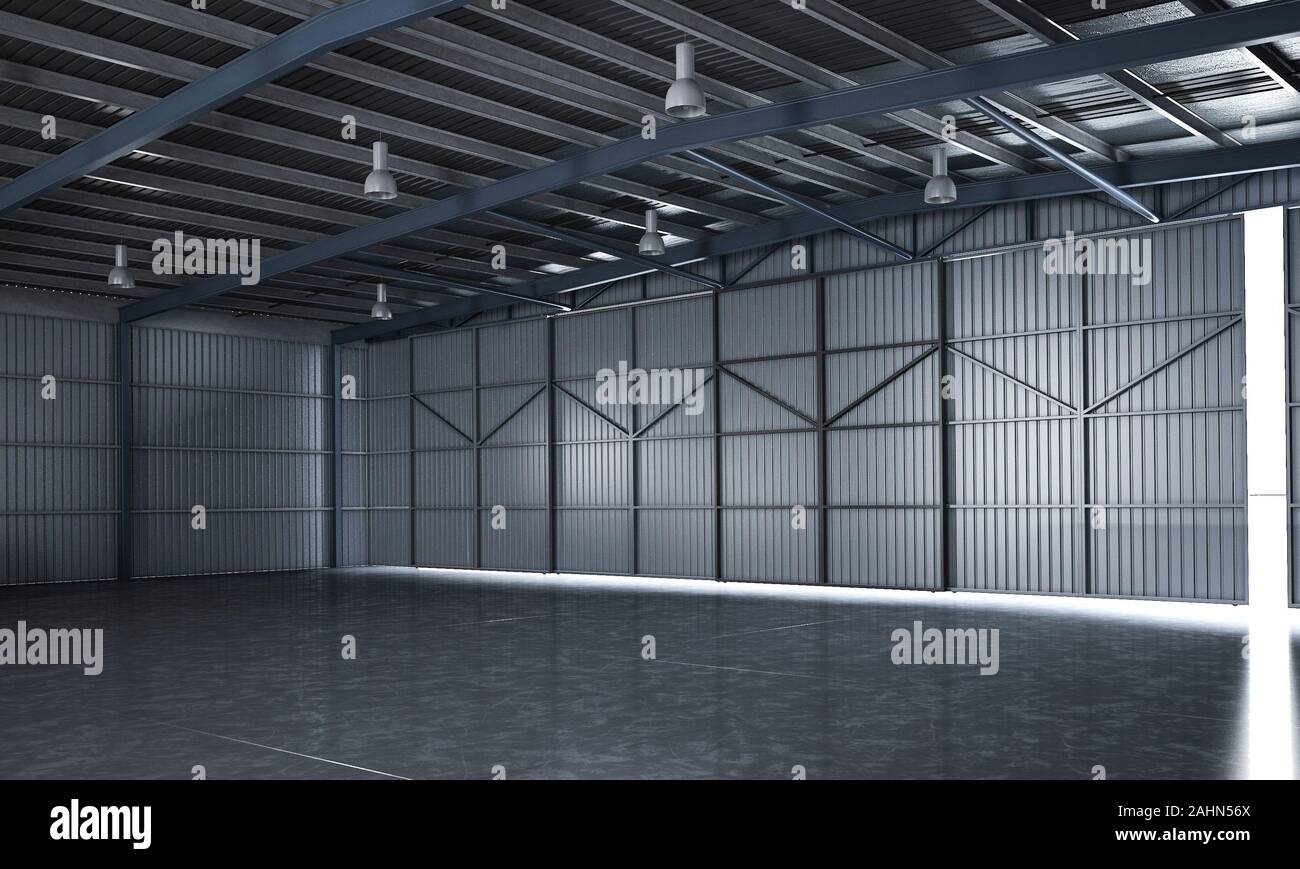3d rendering beautiful empty warehouse Stock Photo - Alamy