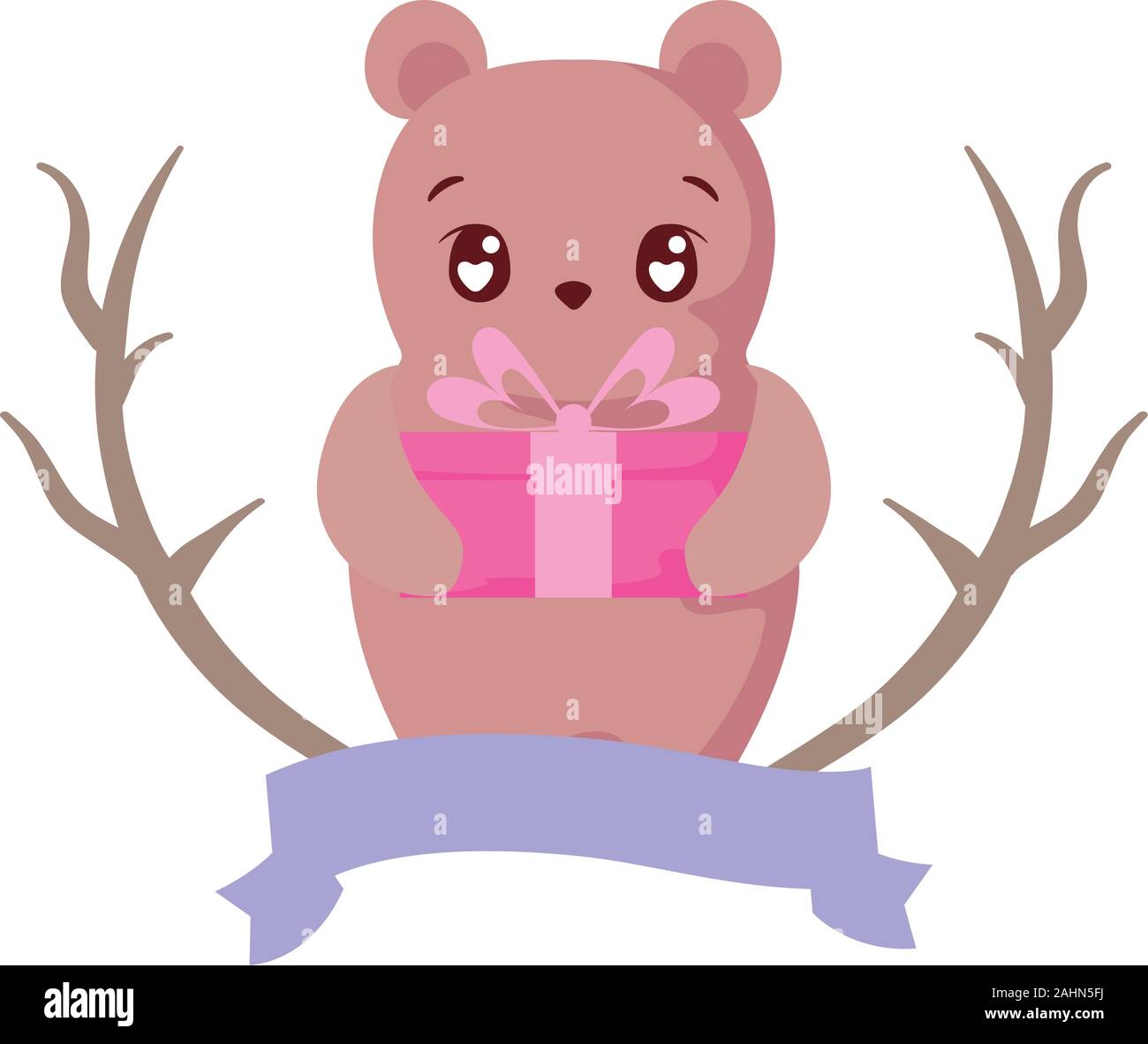 Cute bear cartoon with gift design, Animal zoo life nature character ...