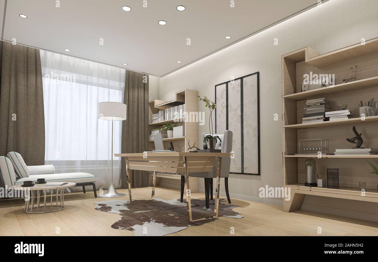 3d rendering modern luxury working room Stock Photo - Alamy