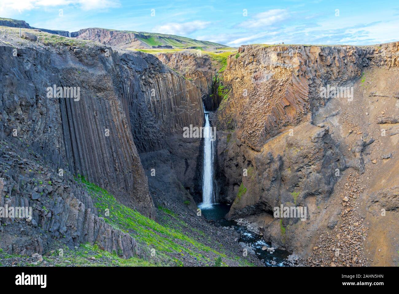 Litlanesfoss Waterfall With Basalt Columns High Resolution Stock ...