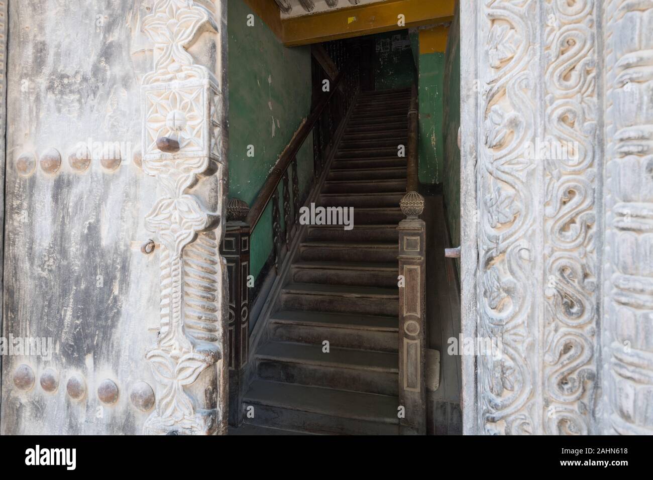 Stonetown - the capital of Zanzibar. Classic wooden doors and carvings ...