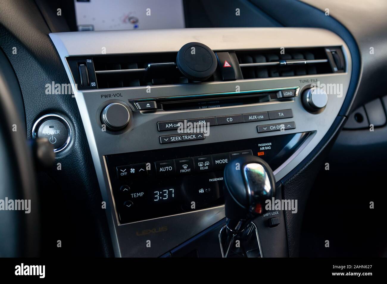 Novosibirsk, Russia - 12.19.2019: View to the black interior of Lexus ...
