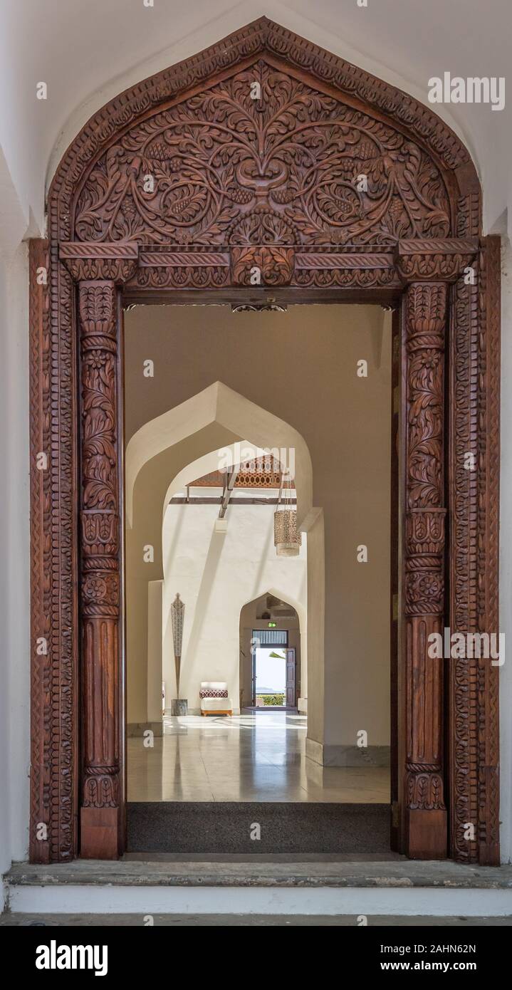 Stonetown - the capital of Zanzibar. Classic wooden doors and carvings ...