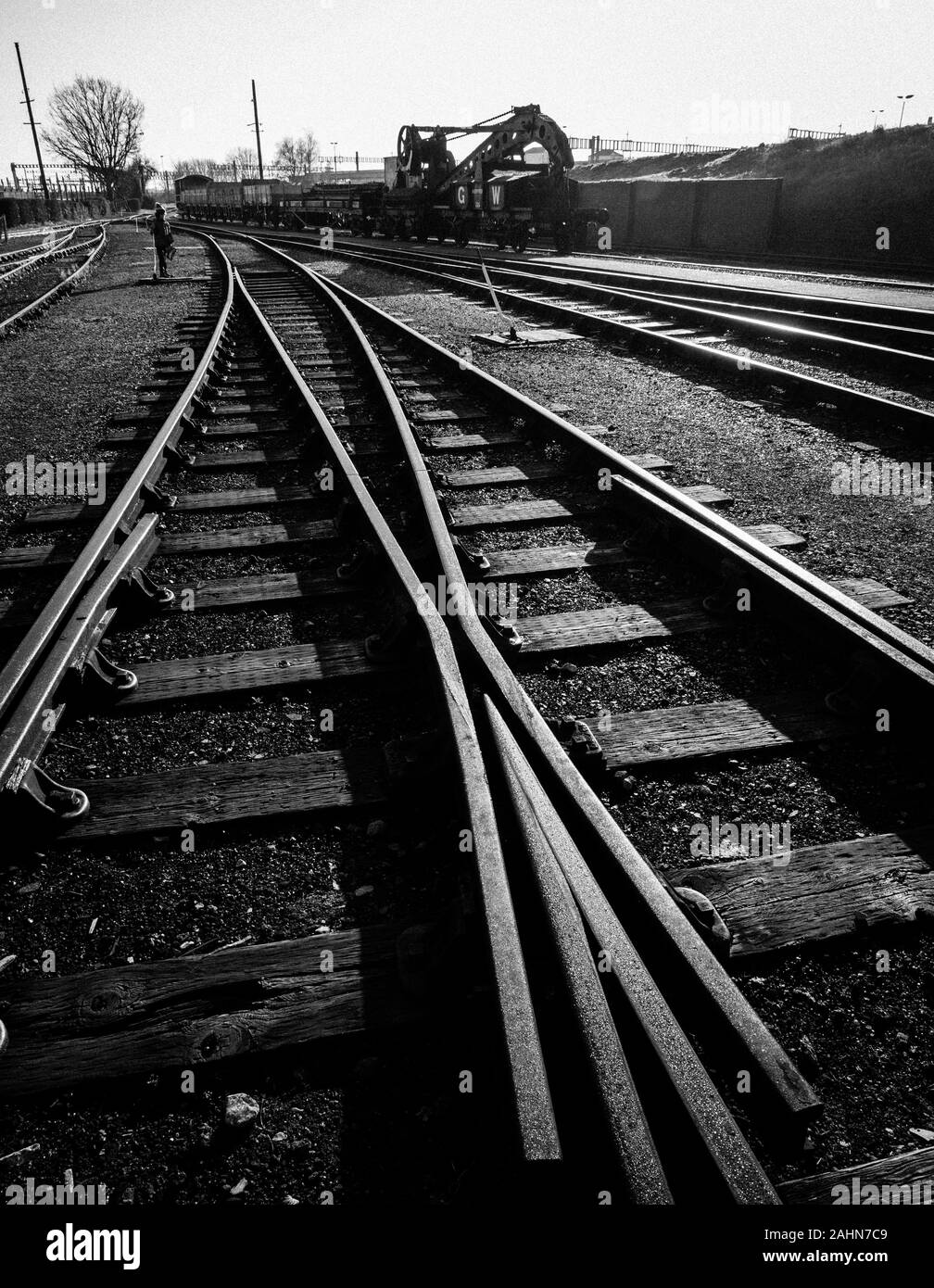 The track rail Black and White Stock Photos & Images - Alamy