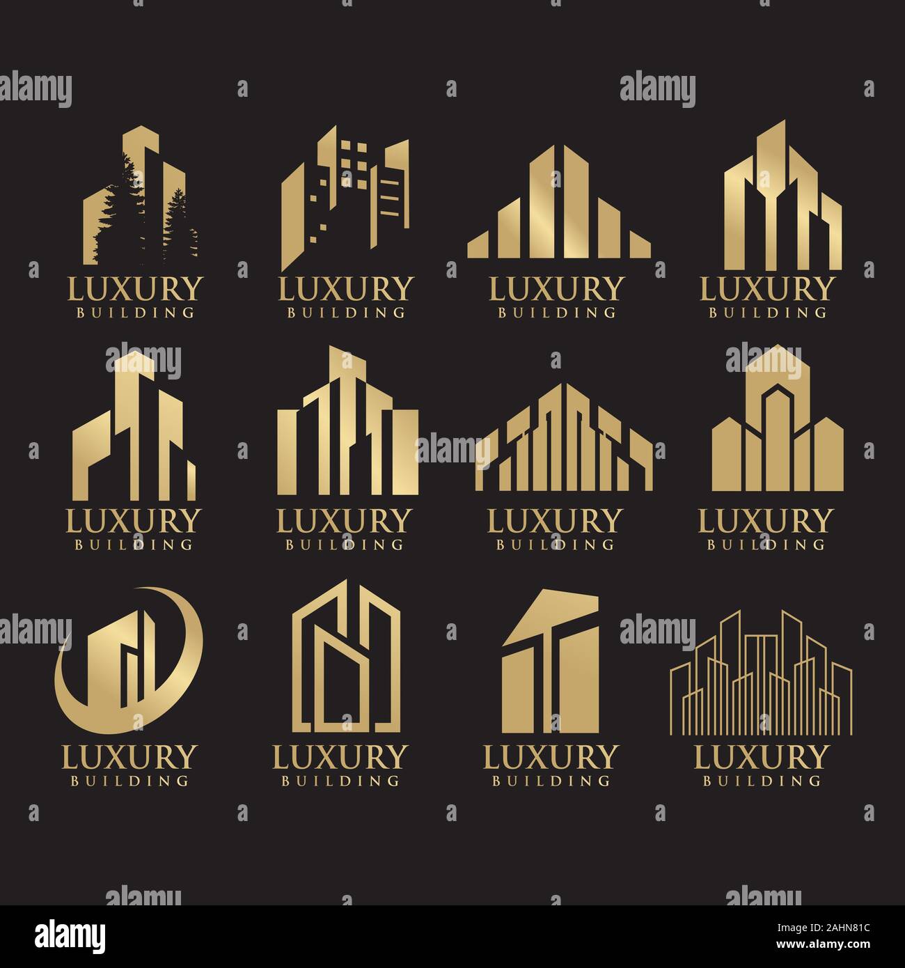 Set of luxury building icon logo design vector template Stock Photo - Alamy