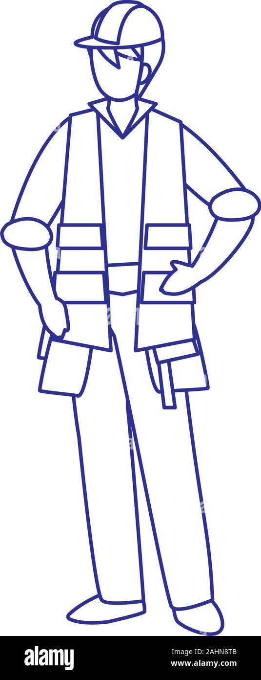 Builder avatar man with helmet design of Construction working ...