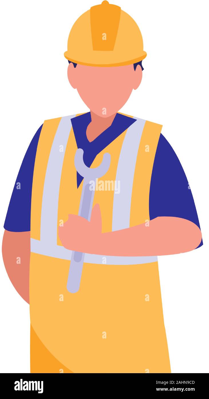 Builder avatar man with yellow helmet design of Construction working ...