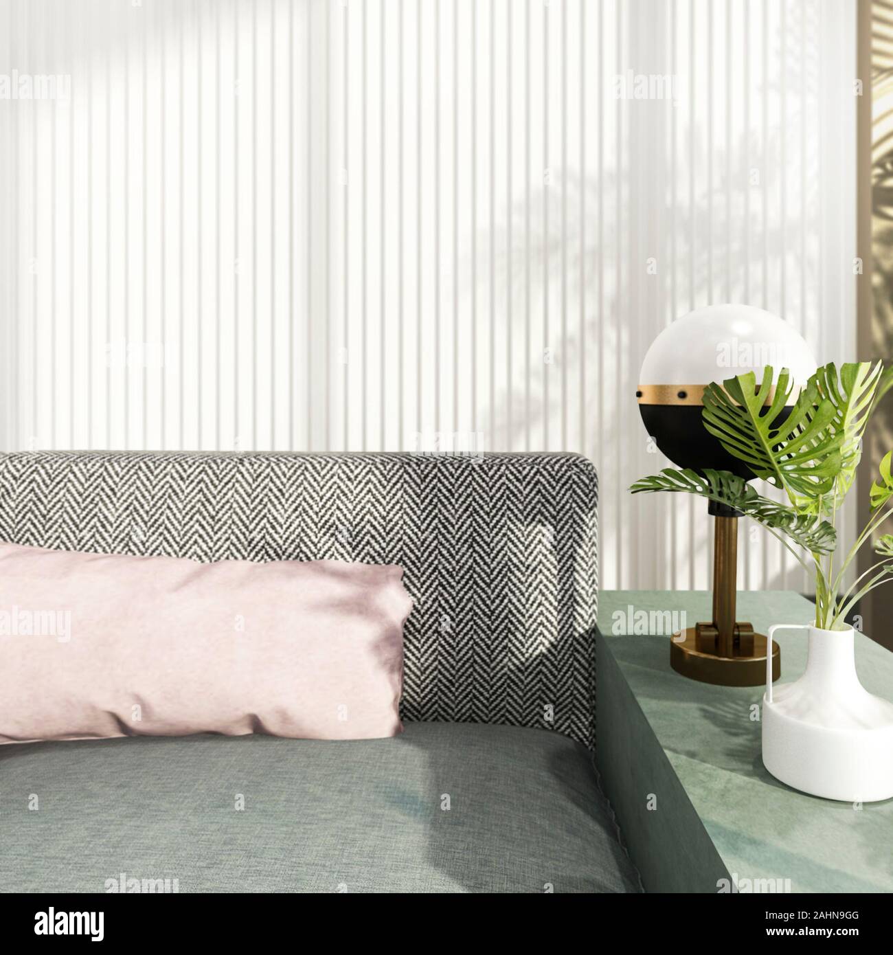 3d rendering luxury and modern living room with leather sofa Stock ...