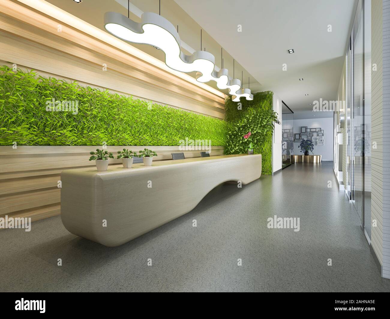 3d rendering luxury hotel and office reception and lounge Stock Photo ...