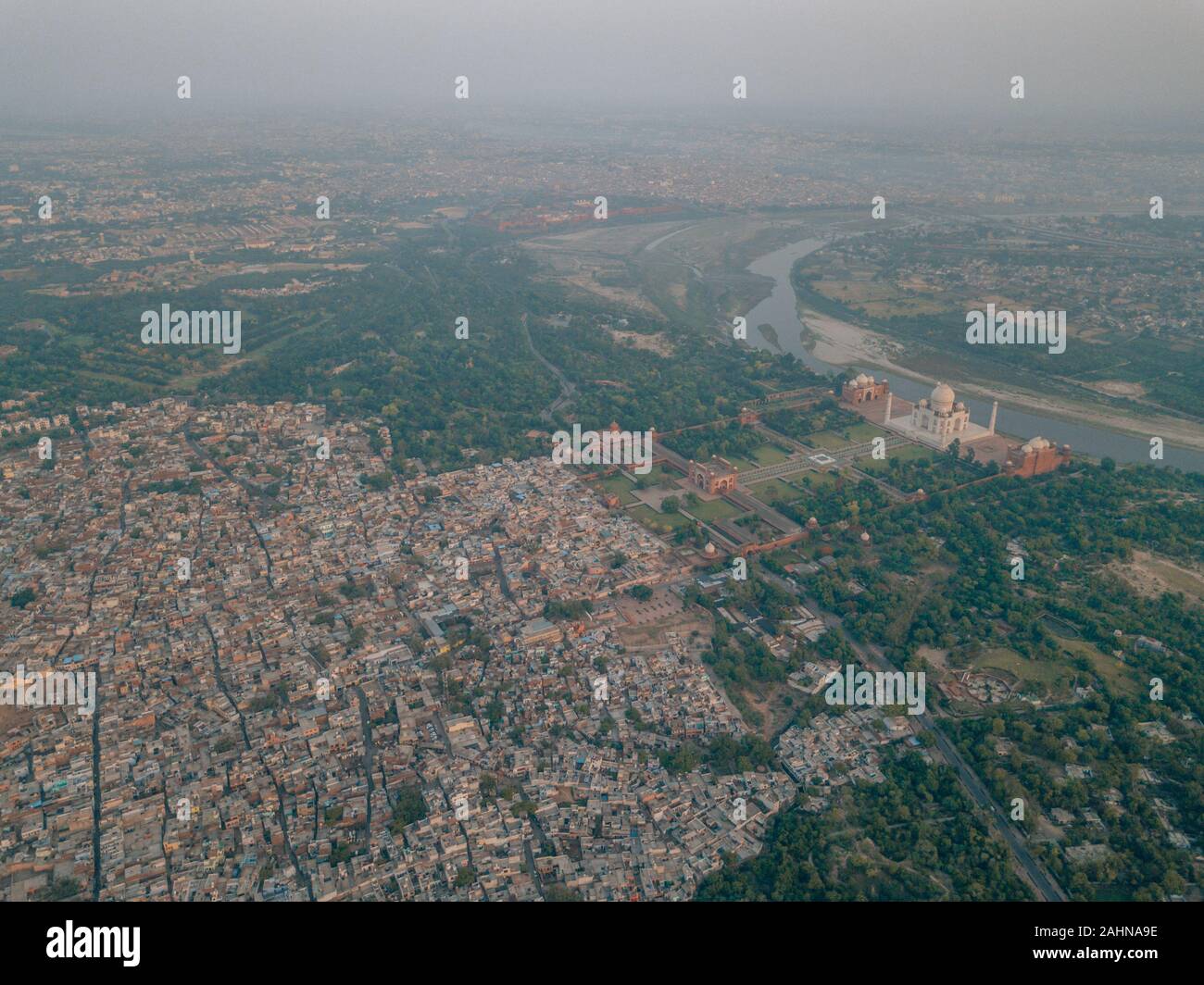 Aerial drone shot of the Taj Mahal in Agra, India Stock Photo - Alamy