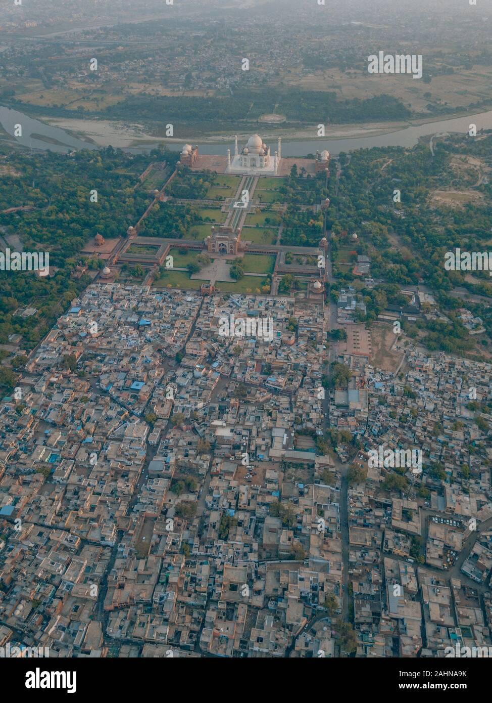 Aerial drone shot of the Taj Mahal in Agra, India Stock Photo - Alamy