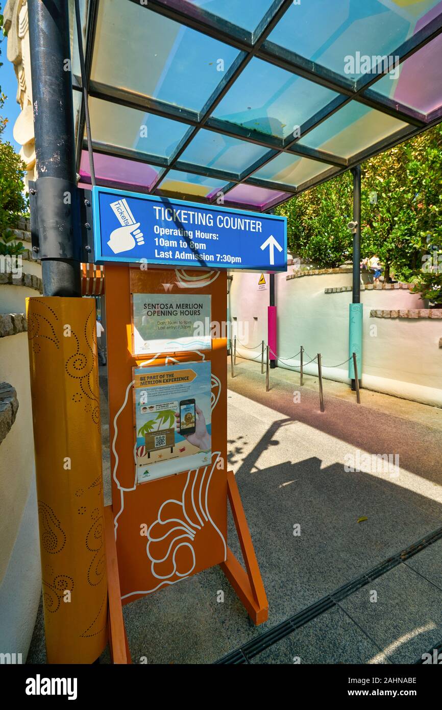 SINGAPORE - CIRCA APRIL, 2019: Sentosa Merlion Ticketing Counter in ...