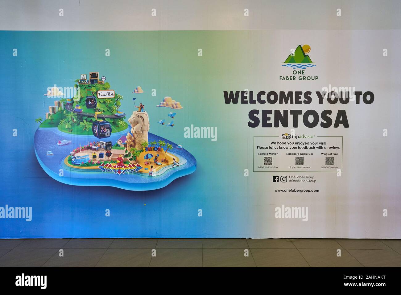 SINGAPORE - CIRCA APRIL, 2019: Welcome Billboard seen on a wall at ...