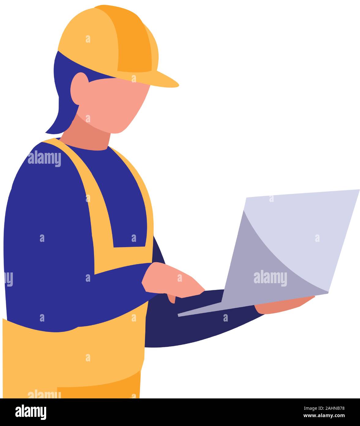 Builder avatar man with yellow helmet design of Construction working ...