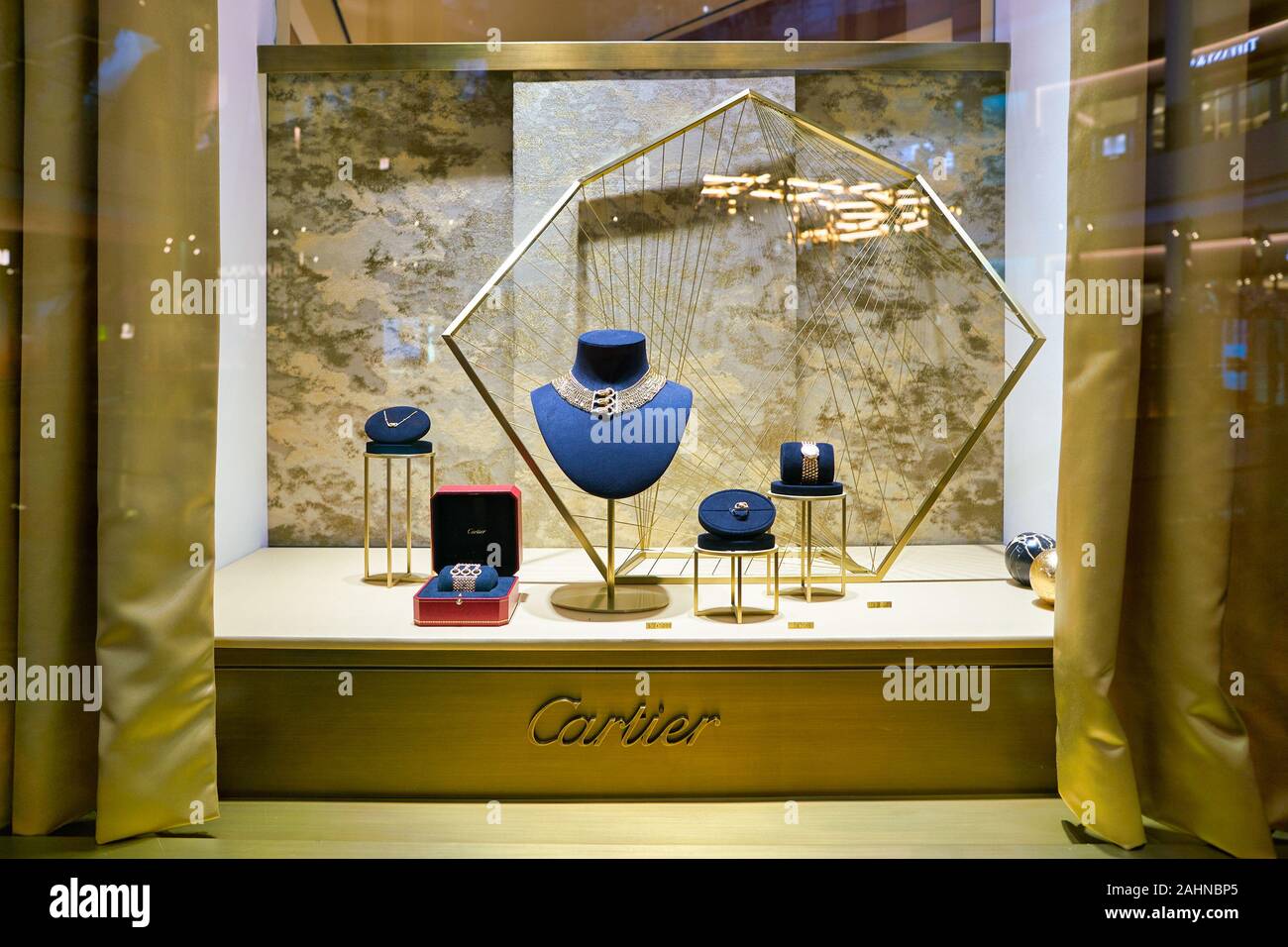 SINGAPORE - CIRCA APRIL, 2019: accessories on display at Cartier store ...