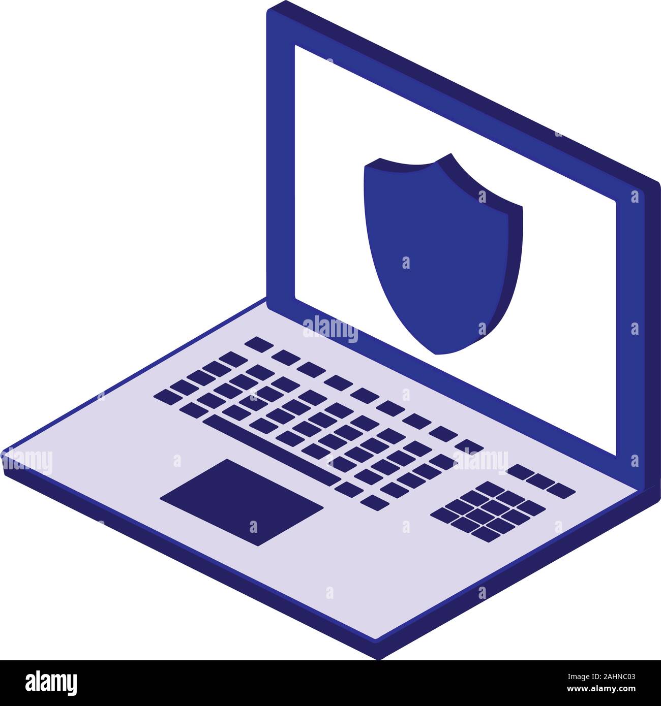 Laptop and shield design of Security system warning protection danger ...