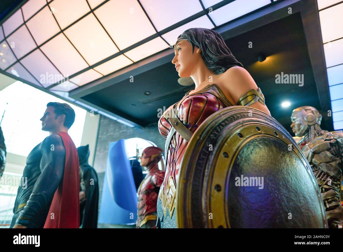 SINGAPORE - CIRCA APRIL, 2019: close up shot of life-size statue of ...