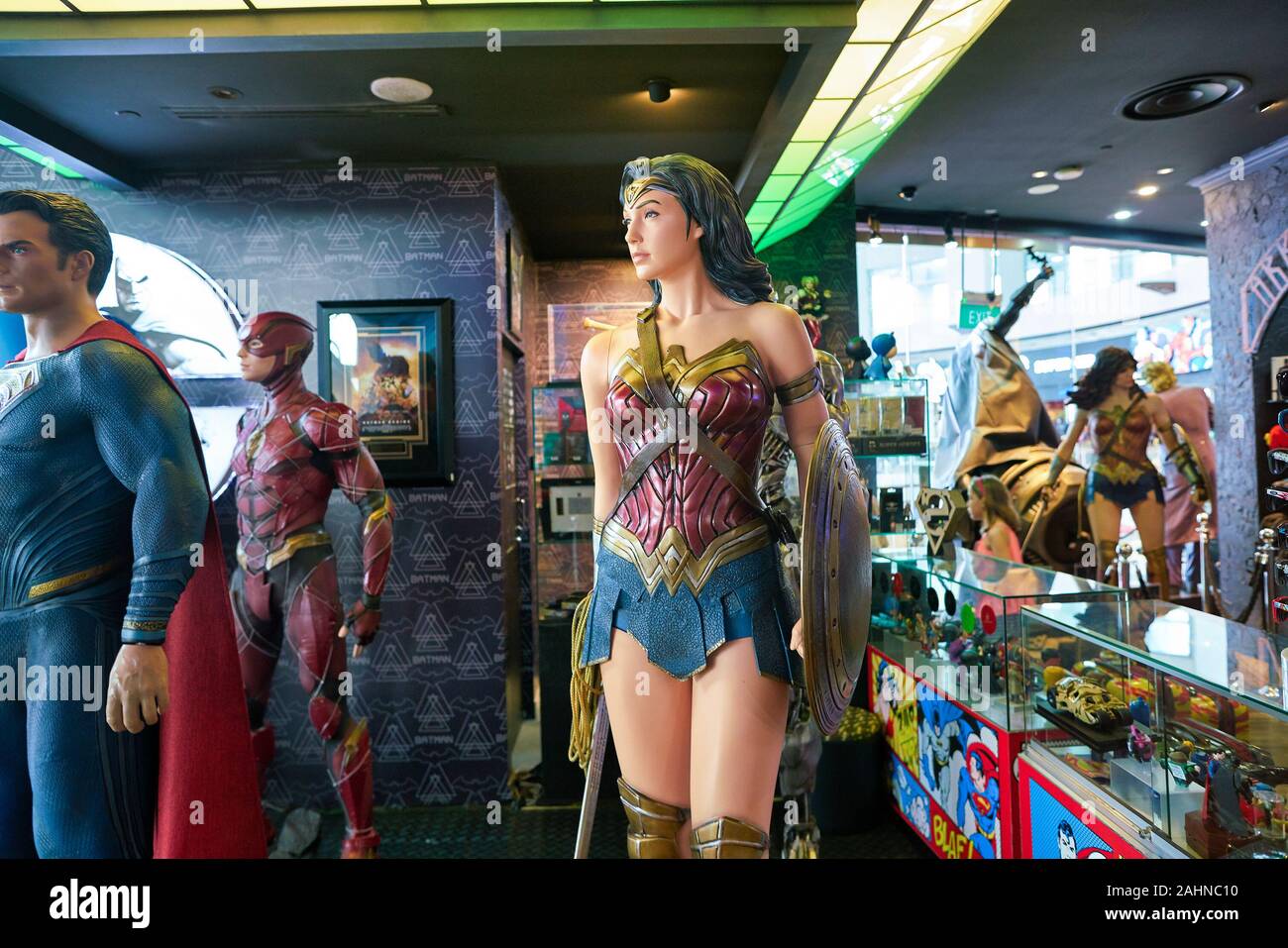 SINGAPORE - CIRCA APRIL, 2019: life-size super heroes statues on ...