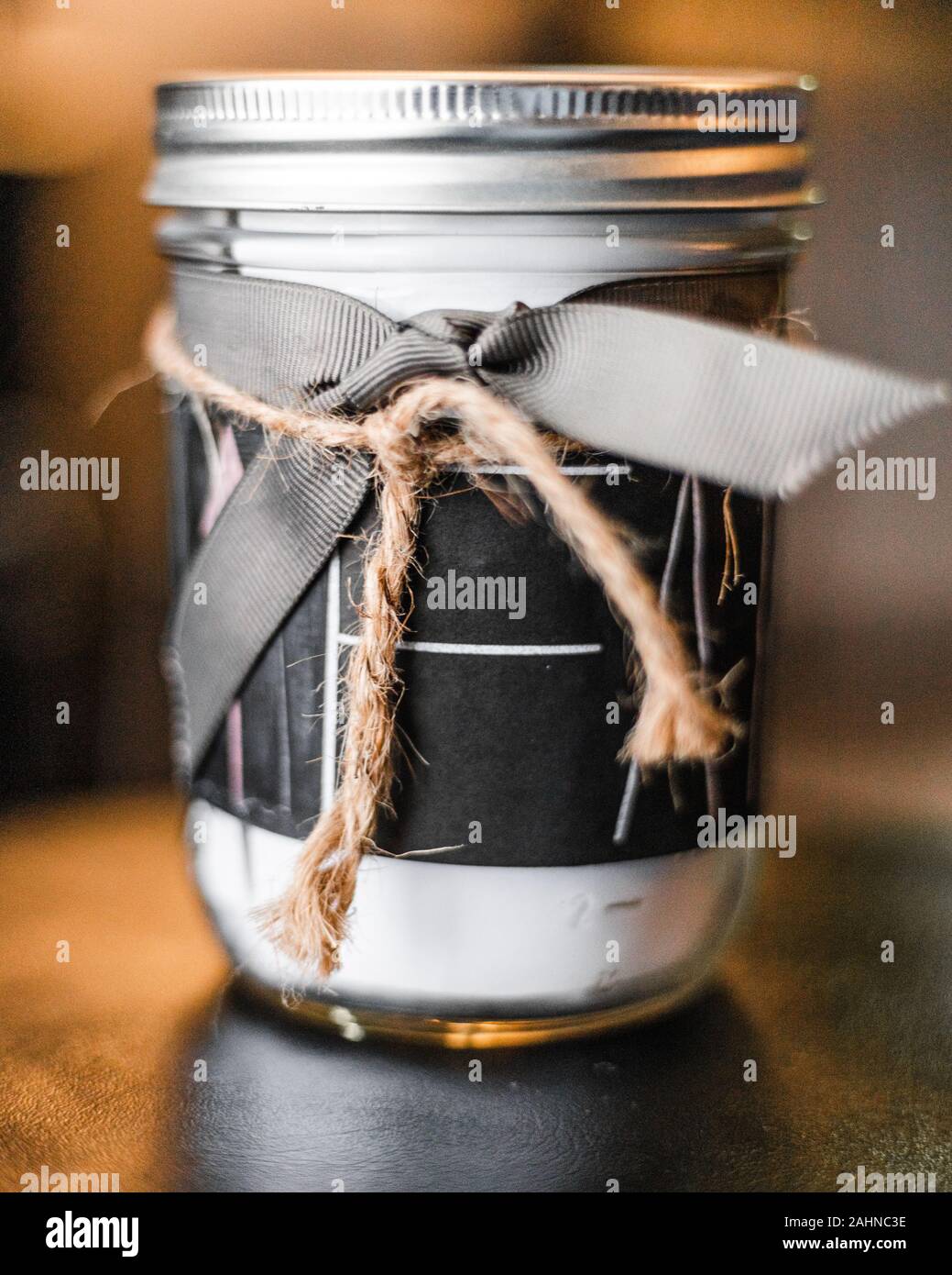 Handmade vintage rustic Faith mason jar ribbon yarn with blurry ...