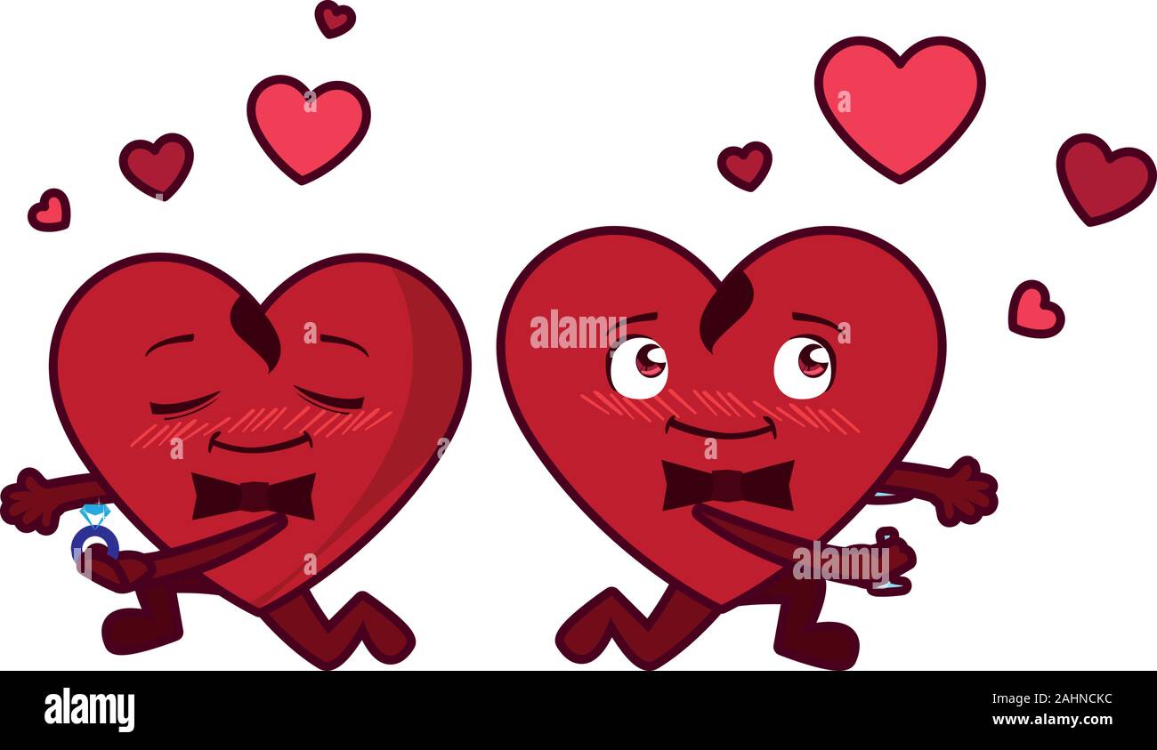 Males red hearts cartoons design of love passion romantic valentines ...