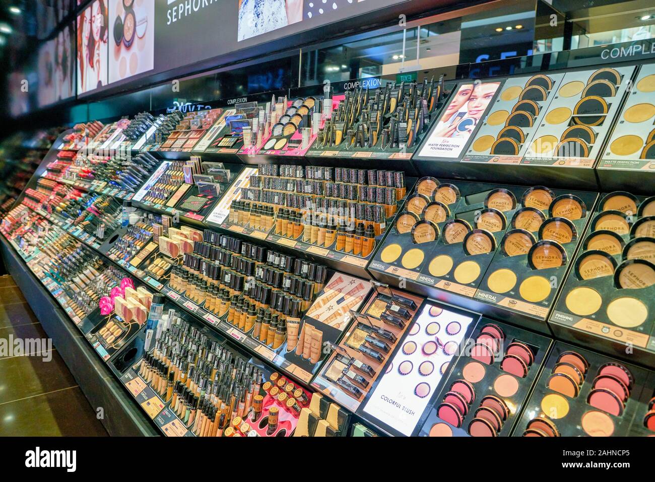 SINGAPORE - CIRCA APRIL, 2019: cosmetics products on display in Sephora ...