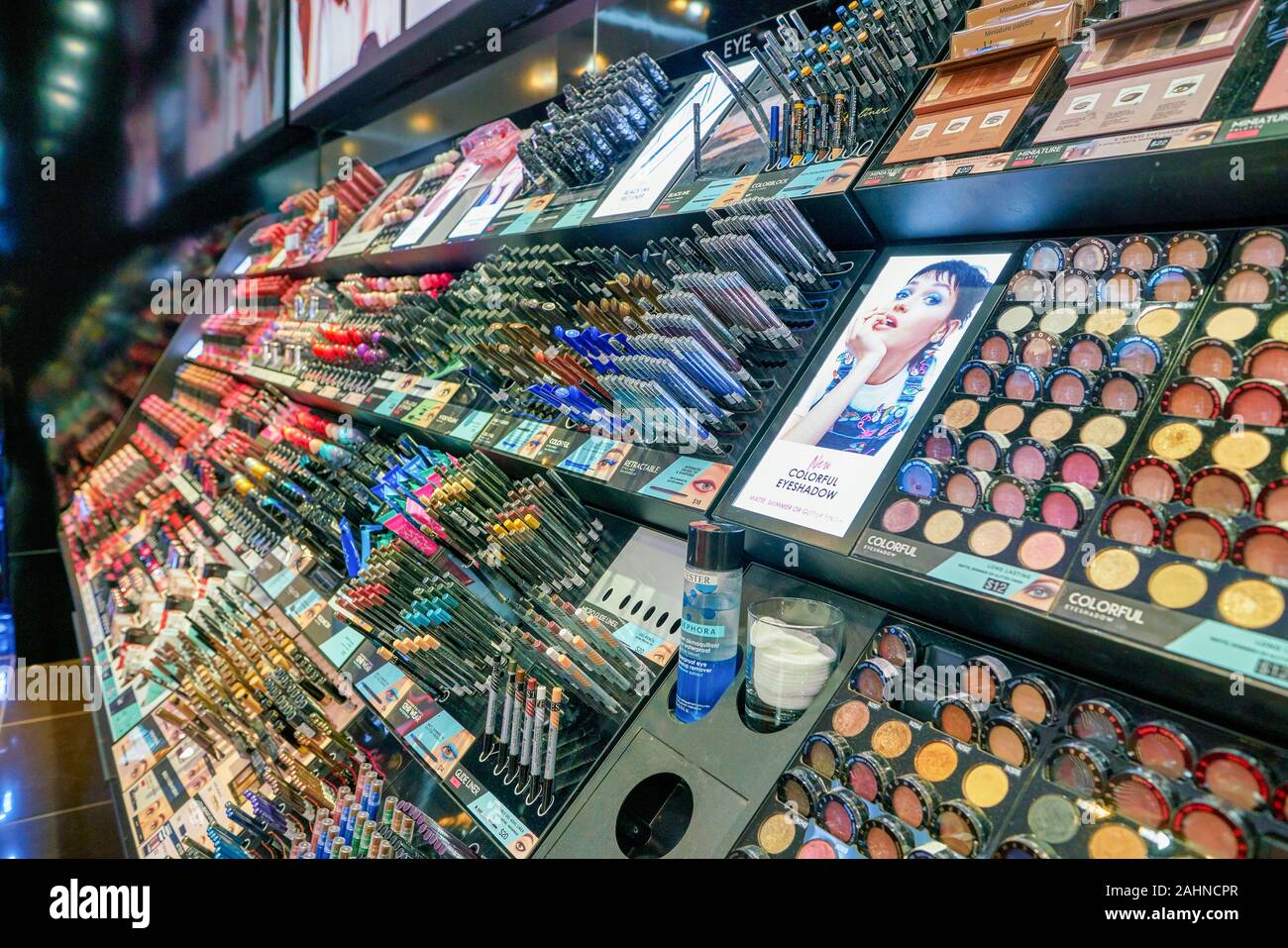 SINGAPORE - CIRCA APRIL, 2019: cosmetics products on display in Sephora ...