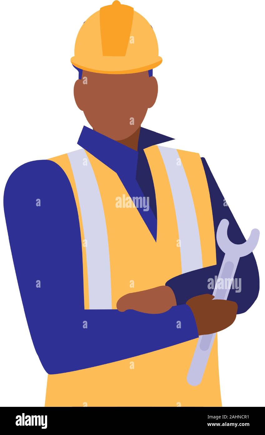 Builder avatar man with yellow helmet design of Construction working ...